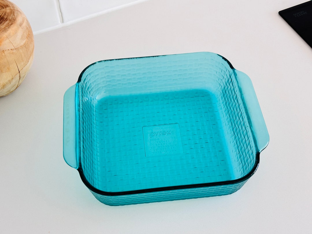 Early 2000's Teal Peacock PYREX Basket Weave Pattern Square Baking Dish ...