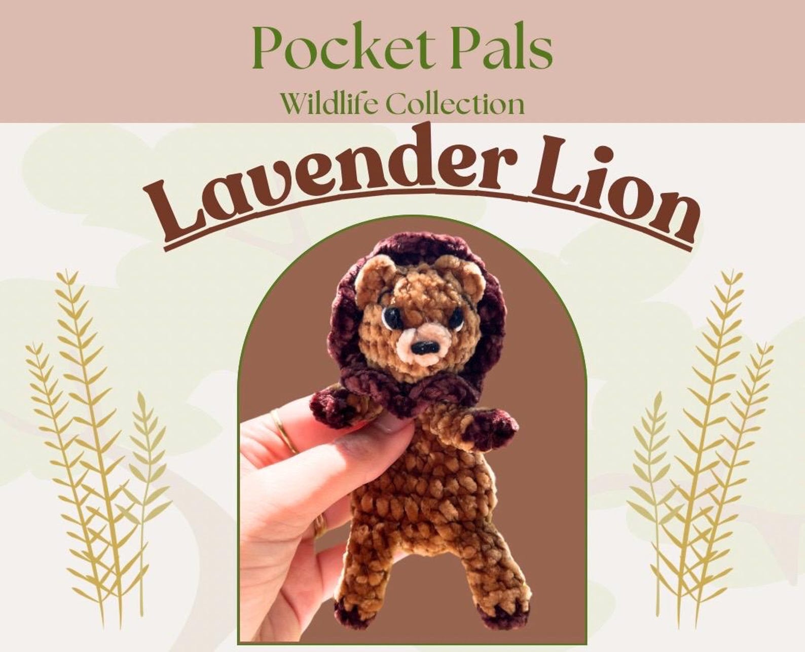 Pocket-sized Lion Crochet Pattern – Lavender Lion – Pocket Pals ...