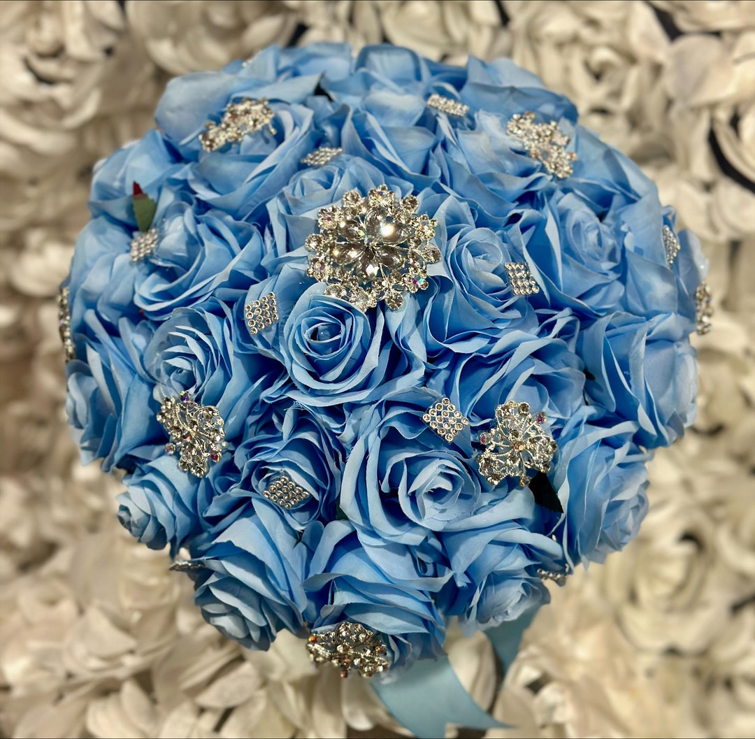Cinderella Bouquet of Sky Blue Roses - Etsy
