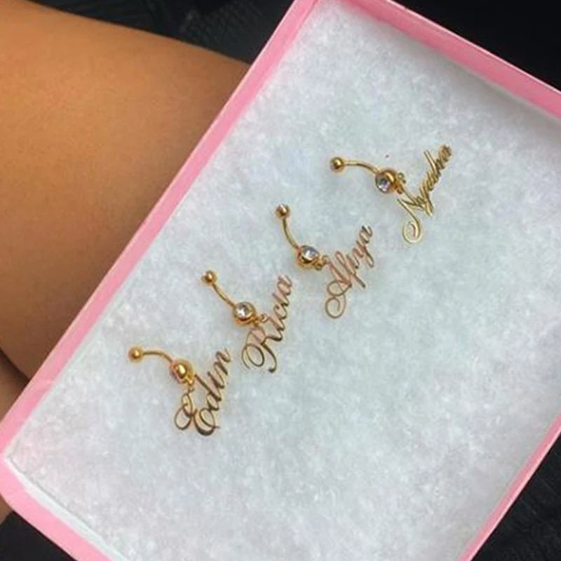 Custom Name Belly Ring ,name Belly Rings , Personalized Birthday Gift ...
