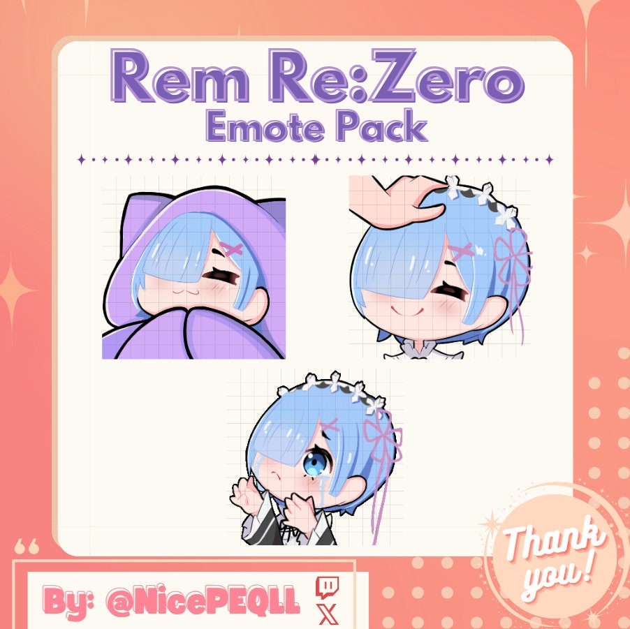 Rem Emote Pack for Twitch 1 Animated / Cute Rem Emotes / Rem Rezero ...
