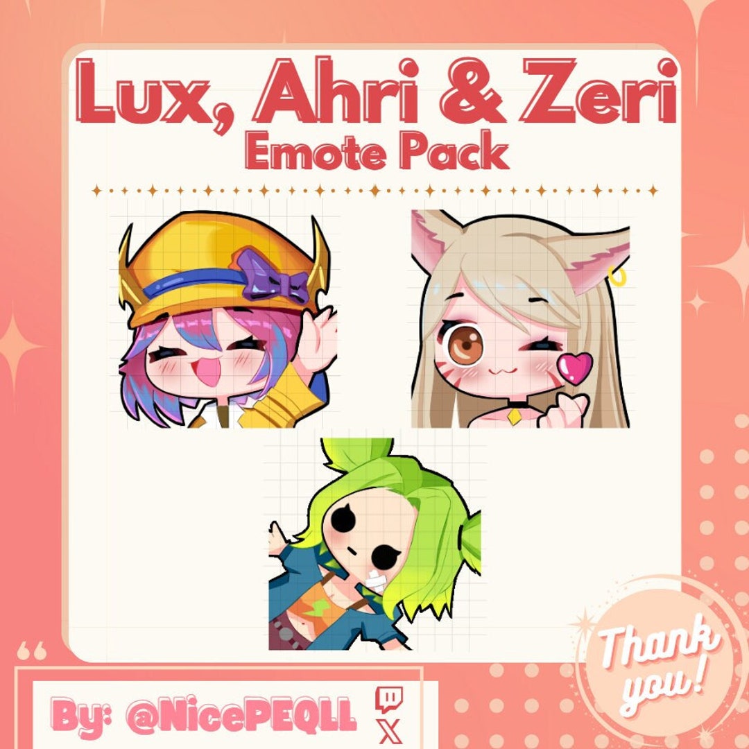 Lux, Ahri, Zeri League of Legends Animated Emote for Twitch / Cute LOL ...