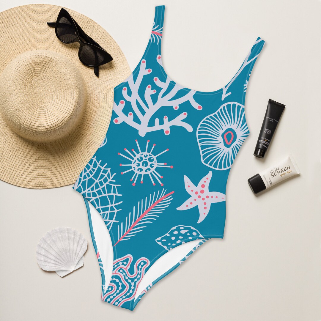 Women's Ocean Themed One-piece Swimsuit - Under the Sea Beach Pattern ...