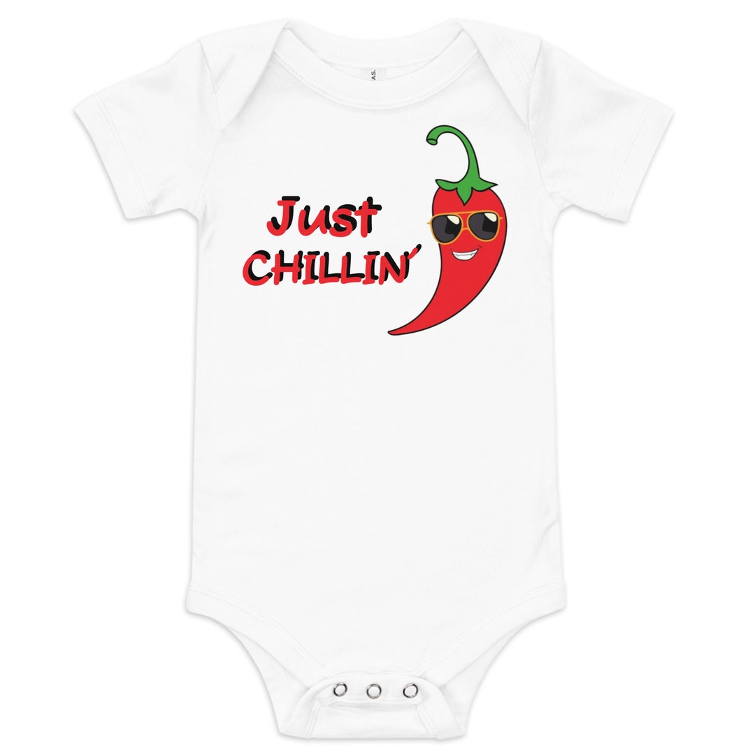 Just Chillin' Red Chili Pepper Baby Short Sleeve Onesie - Funny Chili ...