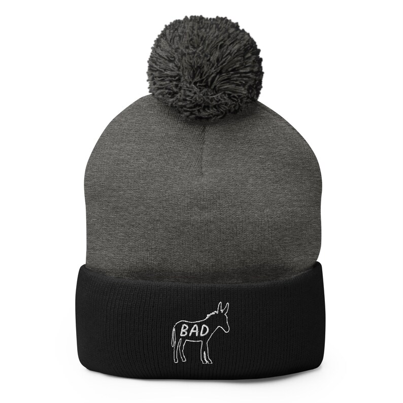Bad Ass Embroidered Funny Donkey Pom-pom Beanie Hat - Etsy
