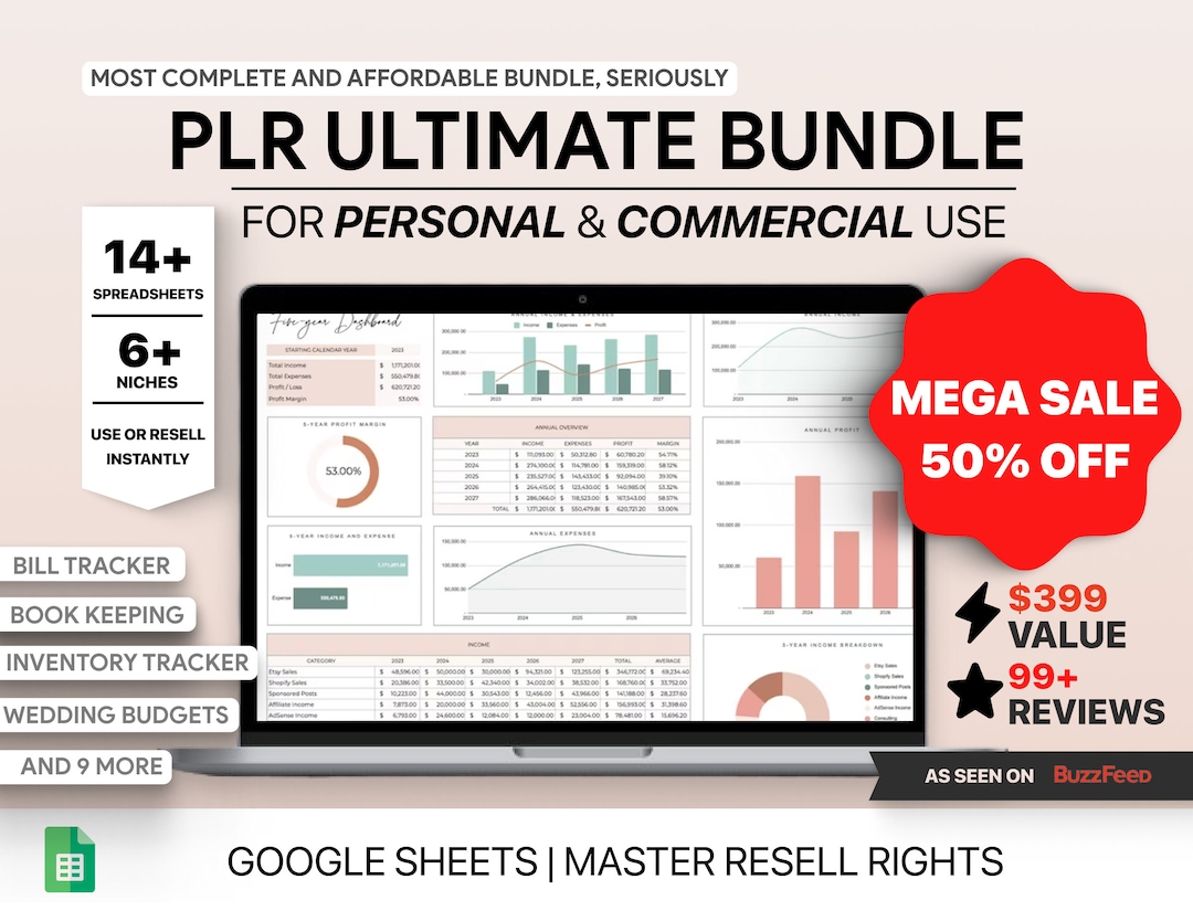 Master Resell Rights Spreadsheets Bundle for Google Sheets Commercial ...