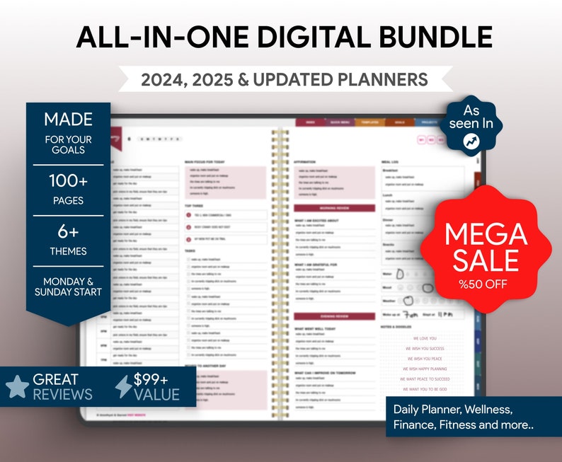 Premium Digital Planner 2024 2025 Updated iPad Goodnotes Notability ...