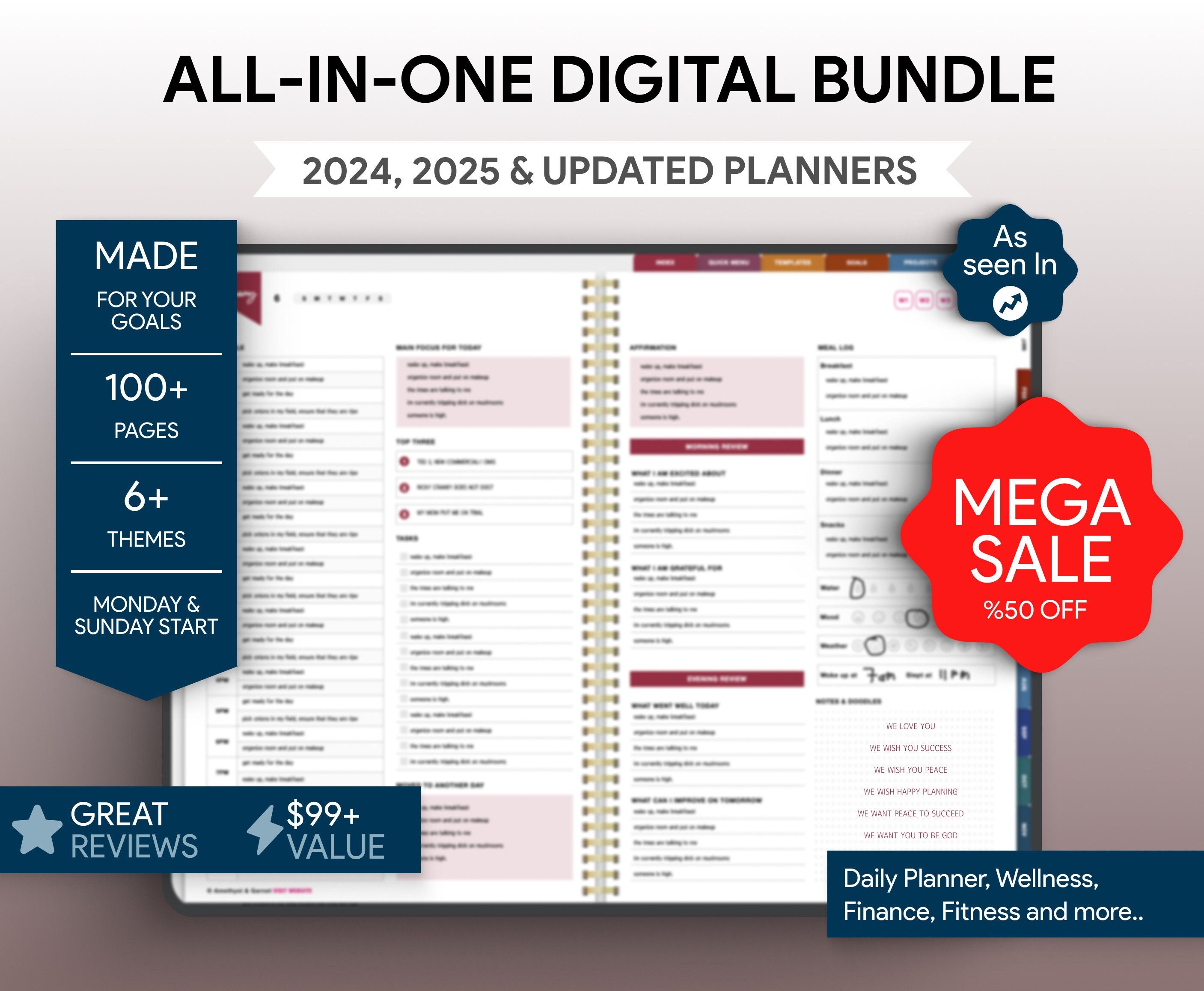 Premium Digital Planner 2024 2025 Updated iPad Goodnotes Notability ...