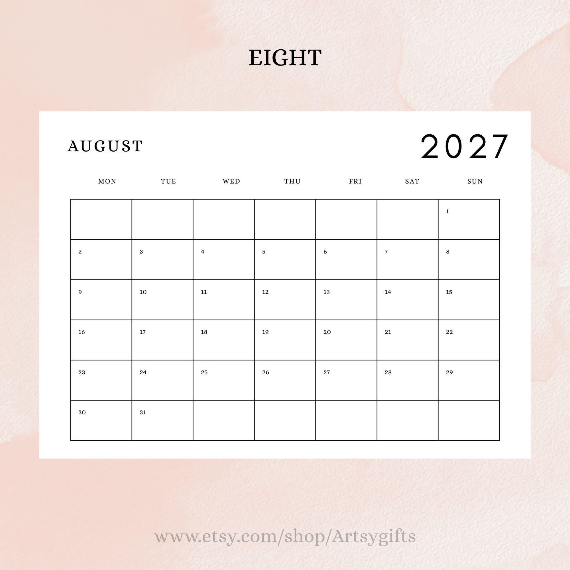 2027 Monthly Calendar | Digital Download | Blank | A4 and A5 Sizes ...