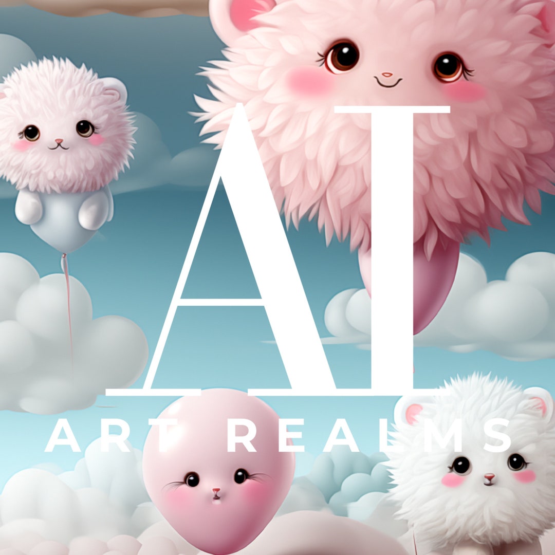 Fluffy Balloon Friends Frame TV Art, Digital Download, Cute Art, Pastel ...