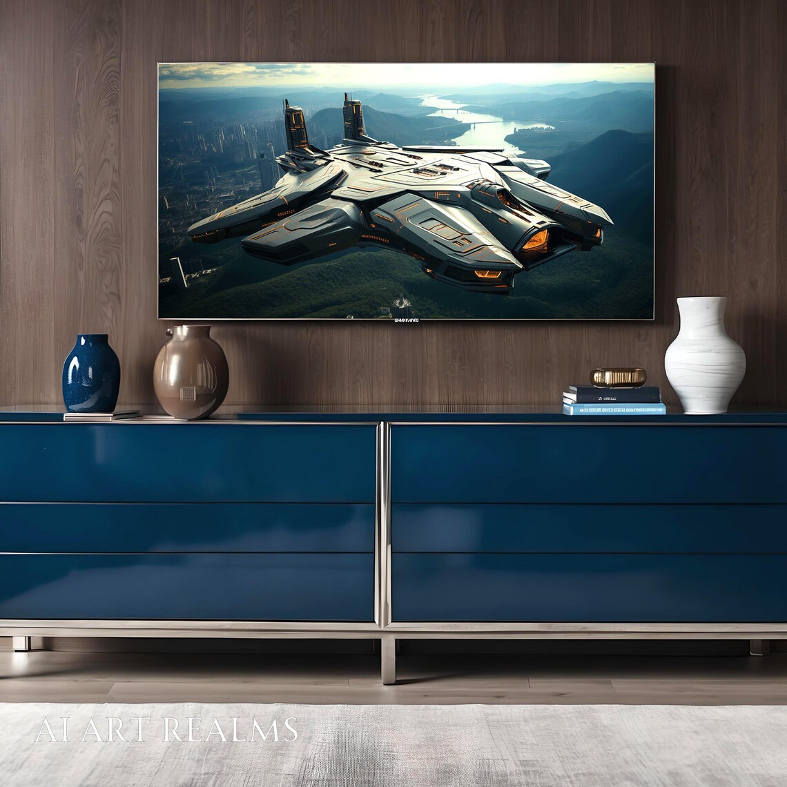 Spacecraft Metropolis, Samsung Frame TV Art, Sci-fi Art, Sci-fi Decor ...
