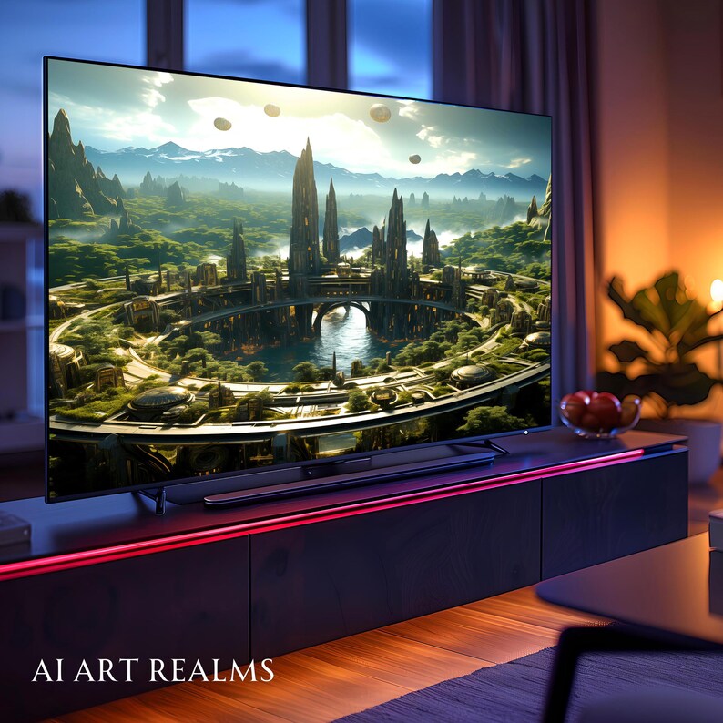 Futuristic Eco City, Samsung Frame TV Art, Sci-fi Landscape, Futuristic ...