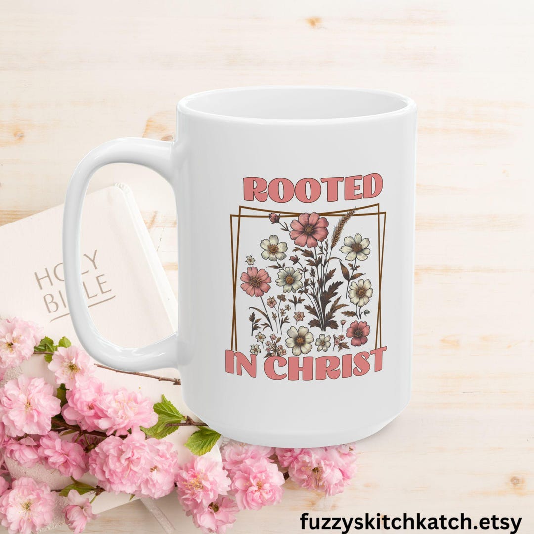 Rooted in Christ Boho Christian Cup, Faith Based Coffee Mug, Spiritual ...
