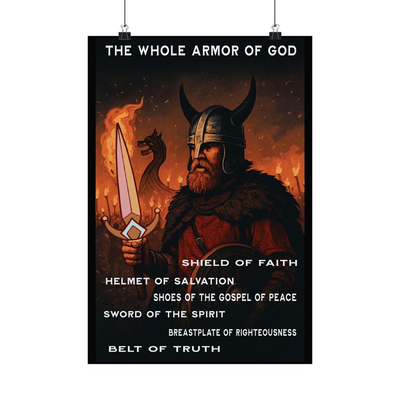 Armor of God Viking Warrior Poster Christian Wall Art, Norse Faith ...