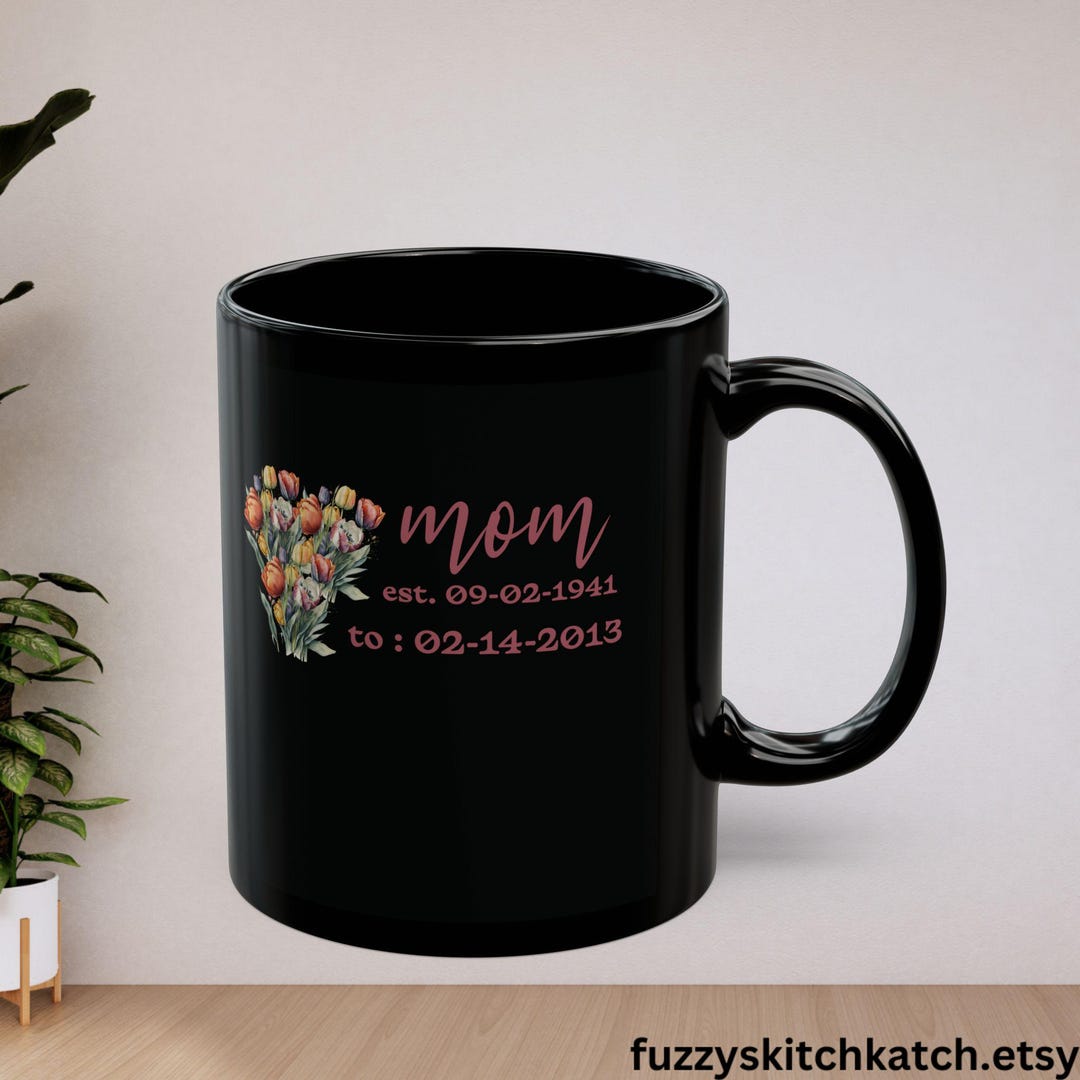Memorial Mug, Sympathy Gift, Custom Personalized Keepsake Black Mug for ...