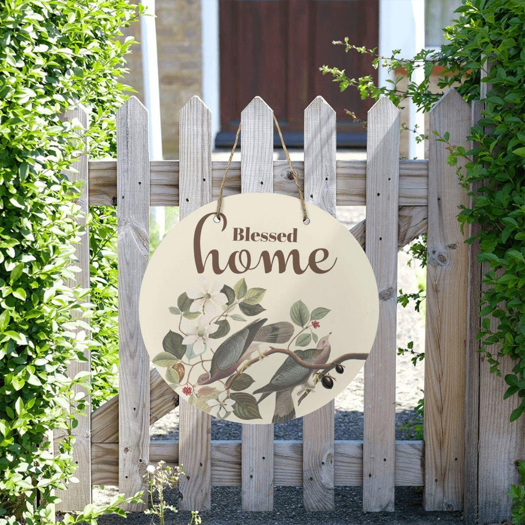 Blessed Home Wooden Door Sign: Rustic Farmhouse Bird Decor - Etsy