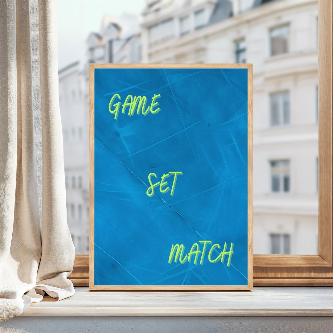 Game Set Match Blue Tennis Court Art Print Digital Download Modern ...