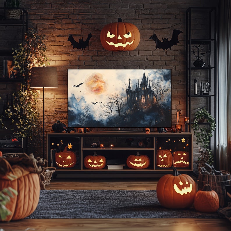 Halloween Haunted House | Samsung Frame TV Art | Spooky Watercolor ...