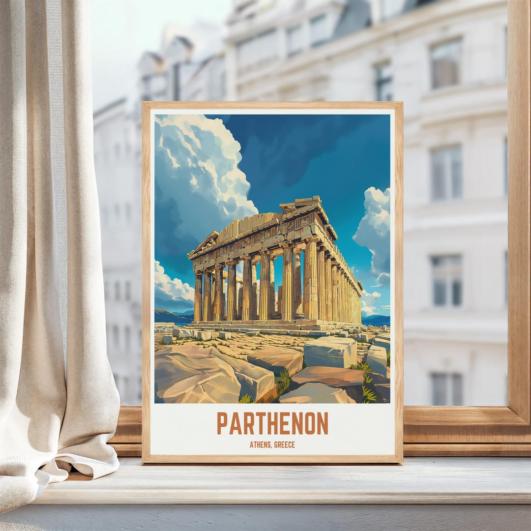 Parthenon Athens Greece Wall Art Print, Modern Minimalist Greek Travel ...