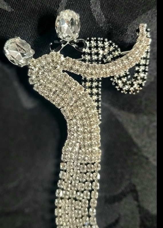Rhinestone Dancing Couple, black and clear, art deco … - Gem
