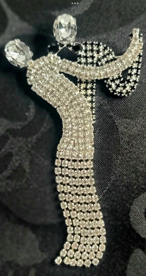 Rhinestone Dancing Couple, black and clear, art deco … - Gem