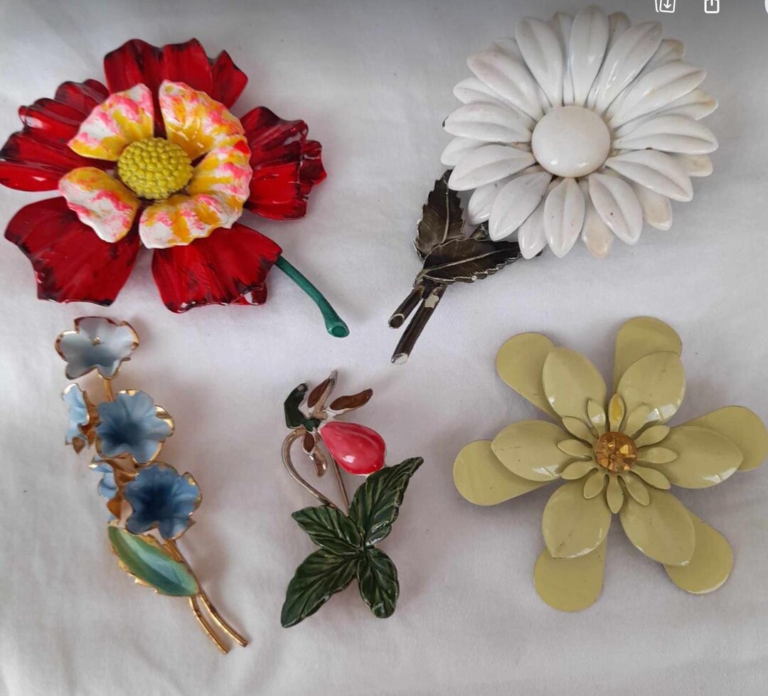 Enamel Flower Jewellery Collection of Vintage, Bright and Happy Enamel ...