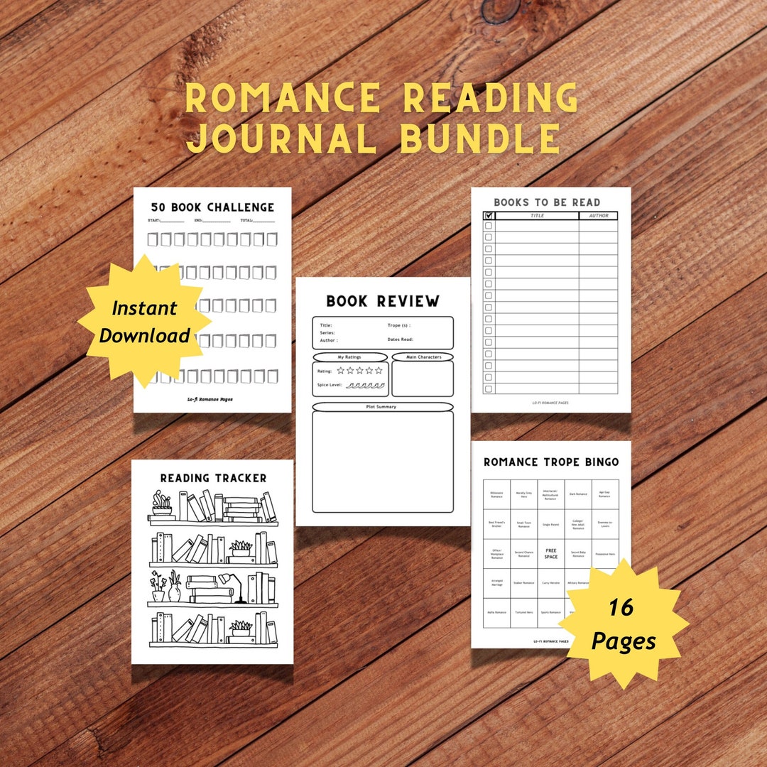 Romance Reading Journal Planner Printable Tracker With Challenges ...
