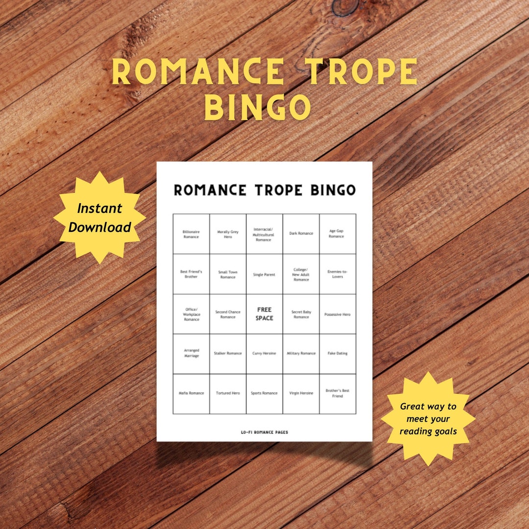 Romance Trope Bingo Printable Romance Novel Book Bingo Bingo Reading ...