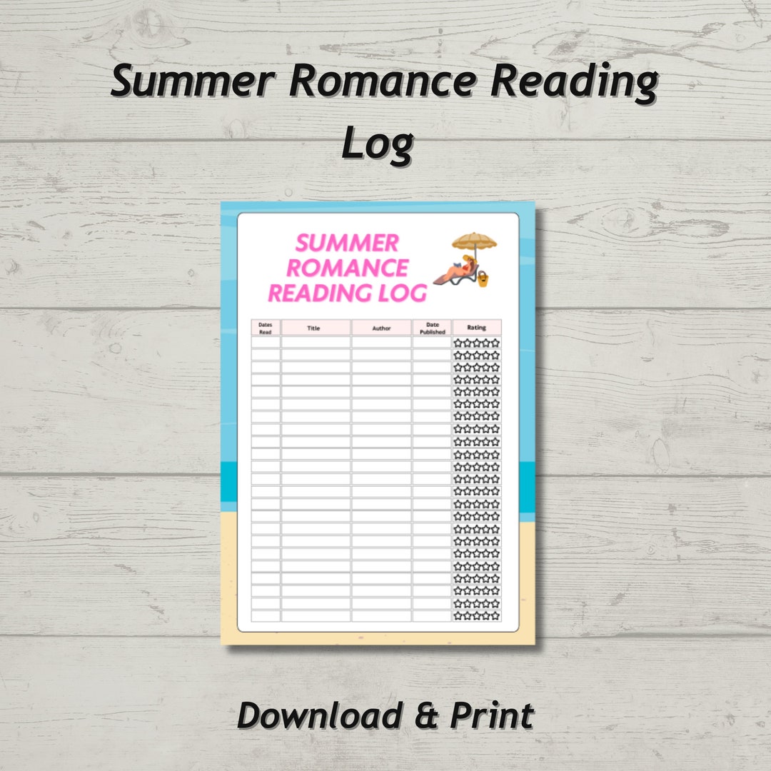 Summer Reading Log Instant Download Organize Your Romance Novels ...