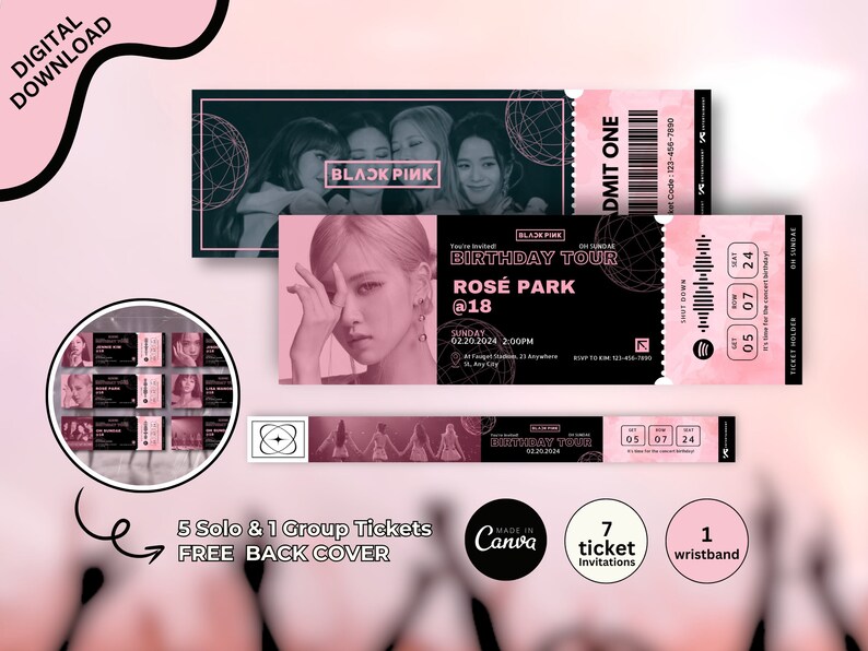 Blackpink Birthday Ticket Invitation for Blink Party Invites Fully ...