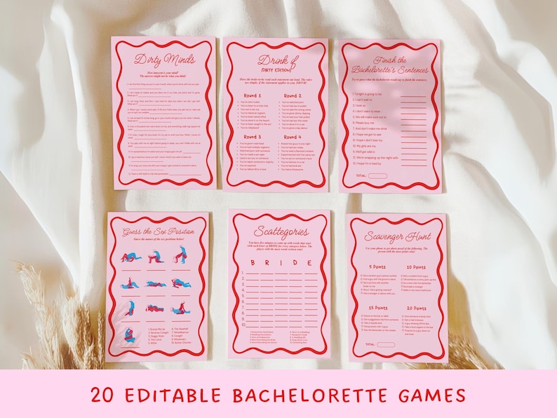 Bachelorette Party Games Printable Bundle for Hen Party Editable Wavy ...
