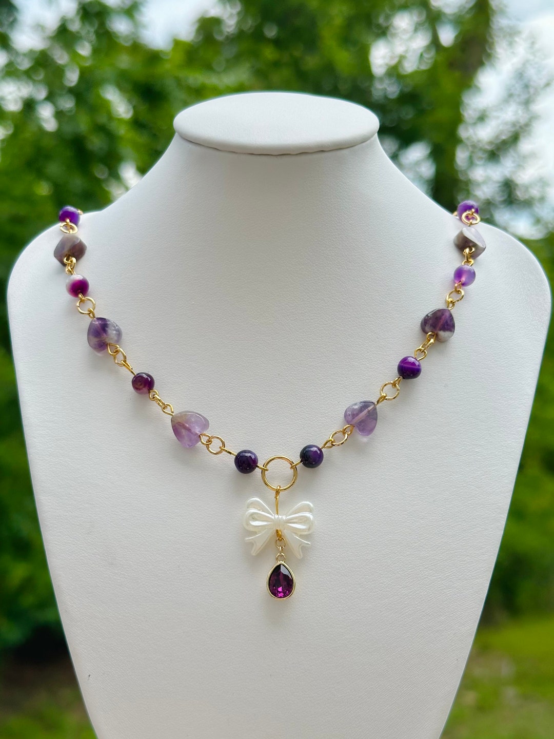 Purple Amethyst Necklace Royalcore Necklace, Bridgerton Jewelry, Bride ...