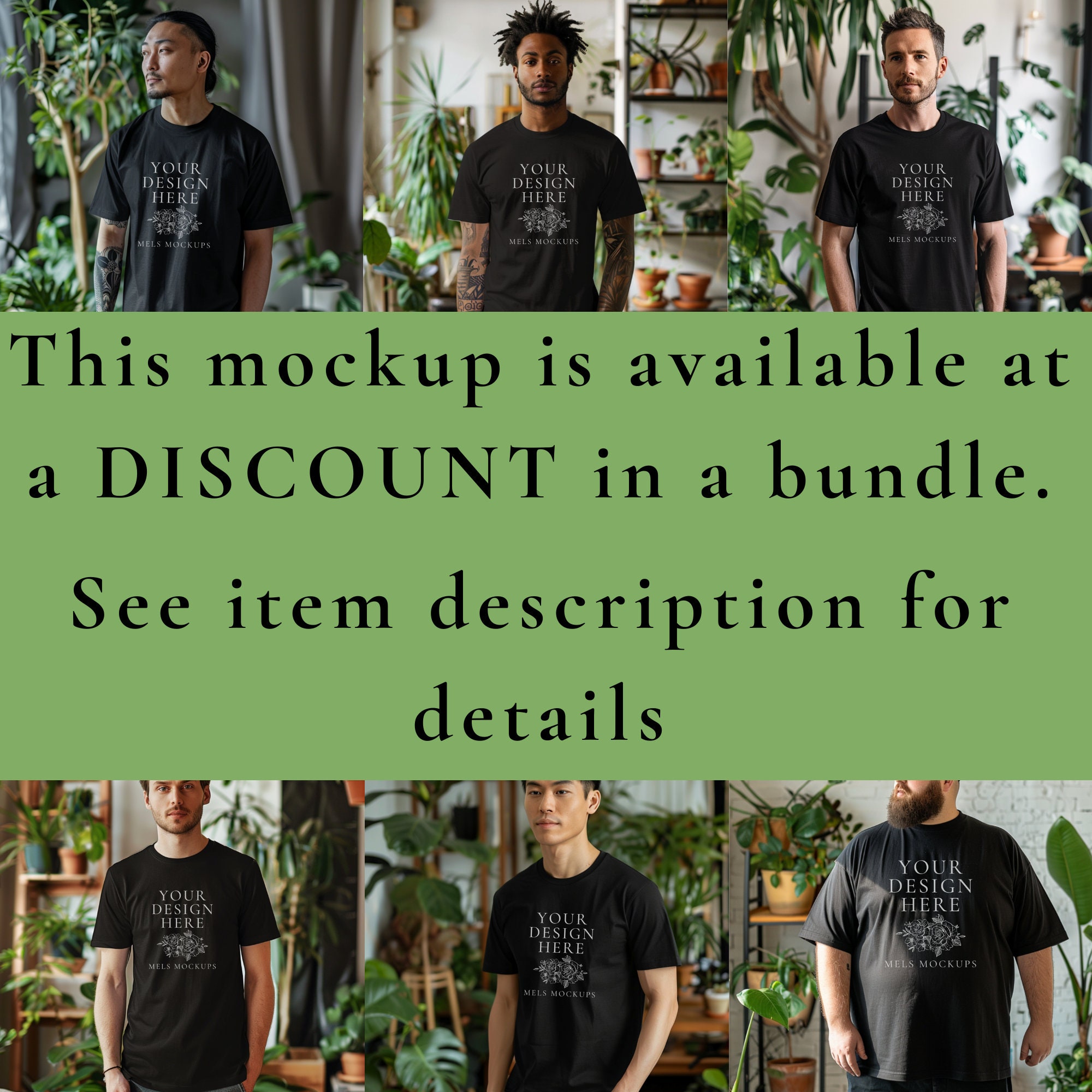 Plus Size Male Model T-shirt Mockup, Gildan 64000 Black Tee Digital ...