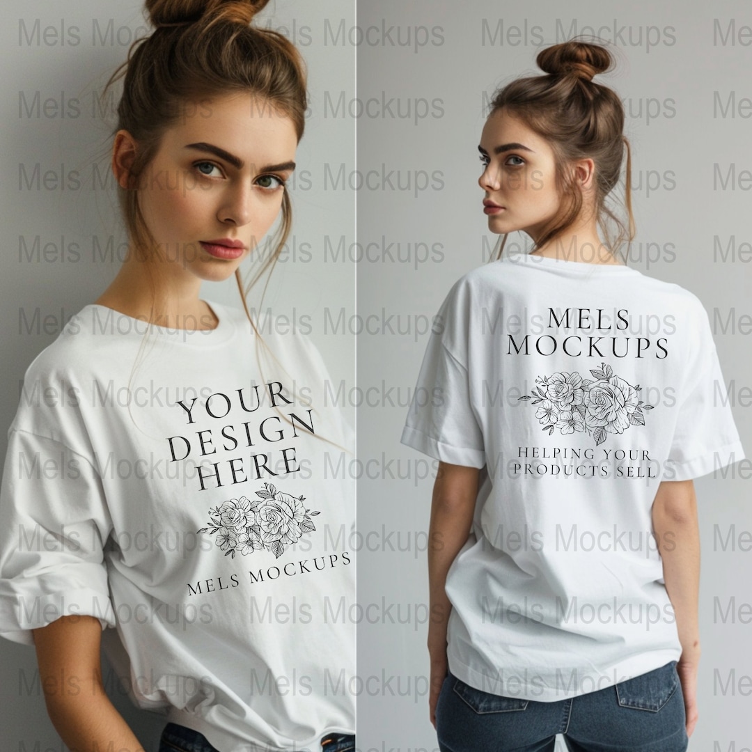 Mockup Tshirt 2 Side Front and Back Shirt Mockup White Bella 3001 Mocks ...