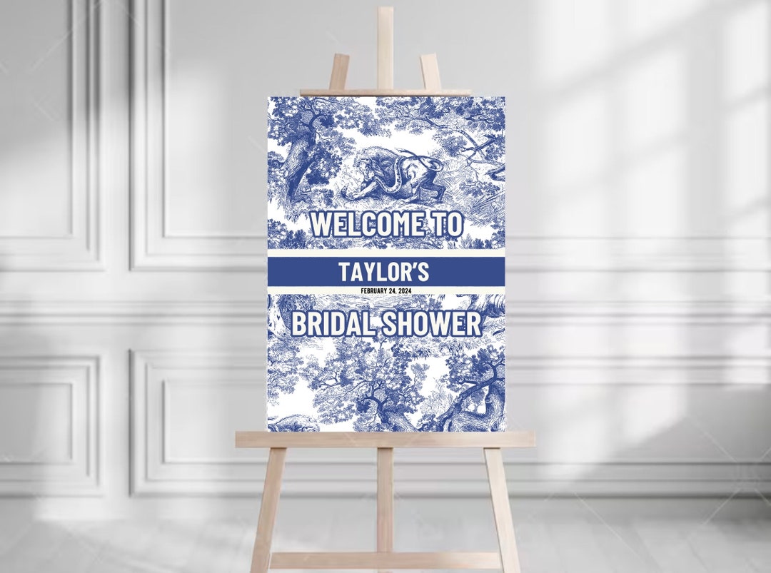 Custom Toile De Jouy Welcome Sign Bridal Shower Bachelorette Engagement ...