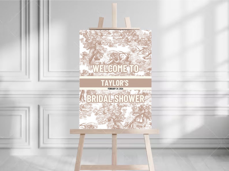Custom Toile De Jouy Welcome Sign for Bridal Shower, Bachelorette ...