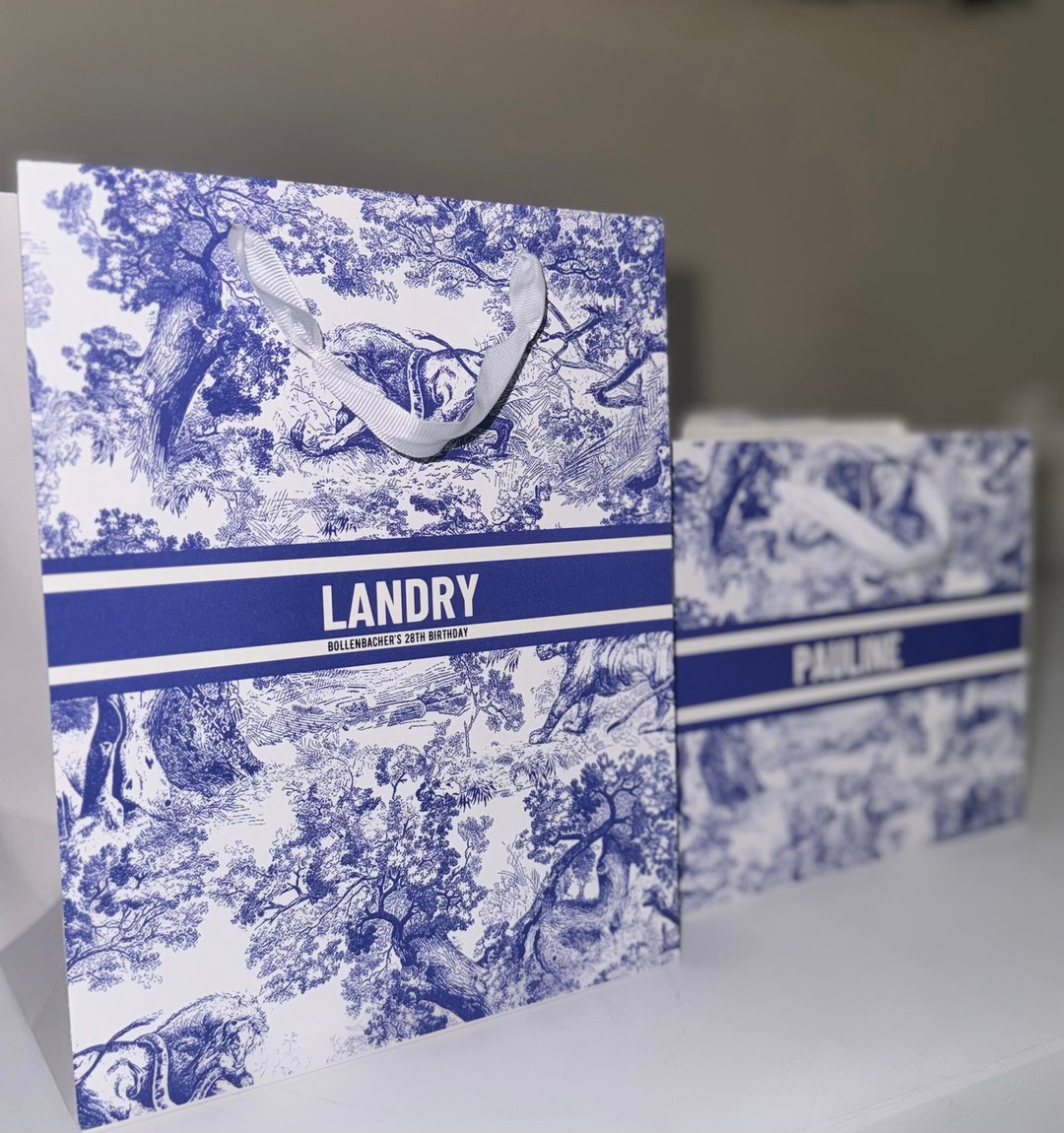 Custom Toile De Jouy Gift Bags | Personalized | Wedding | Bridesmaid ...