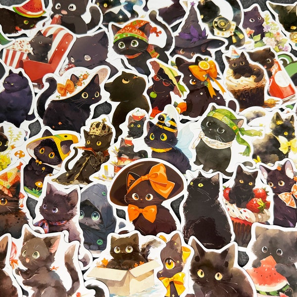 Cute Black Cat Stickers - Etsy