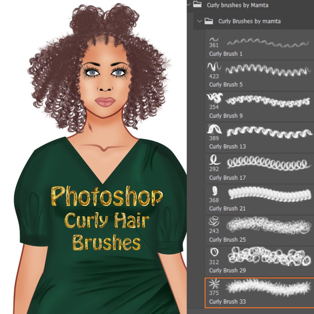 Photoshop Curly Hair Brushes for Fashion Illustration - Etsy