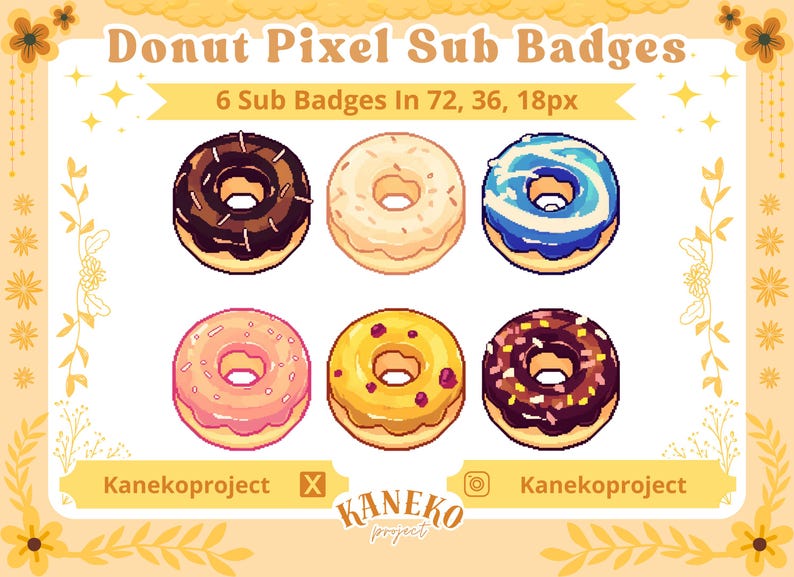 Twitch Sub Badges, Bit Badges, Donut Pixel Collection, Donut Pixel Sub ...