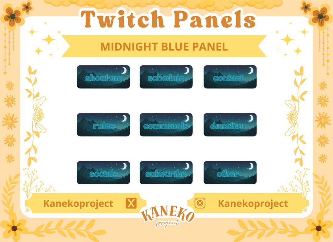 Midnight Blue Twitch Panels | Customizable Twitch Panels | Minimal ...