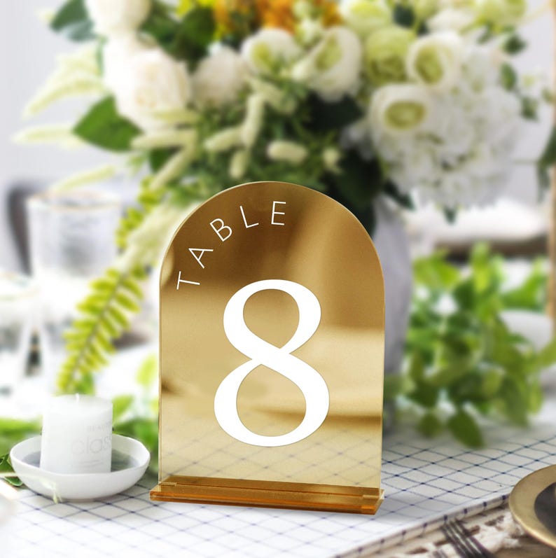 Black Acrylic Mirror Wedding Table Numbers With Stands - 5x7 - Etsy