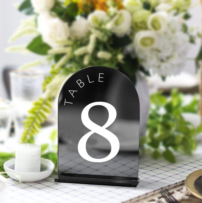 Black Acrylic Mirror Wedding Table Numbers With Stands - 5x7 - Etsy