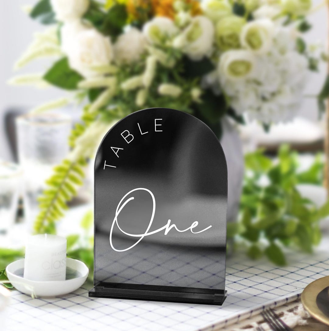 Black Acrylic Mirror Wedding Table Numbers With Stands - 5x7 - Etsy