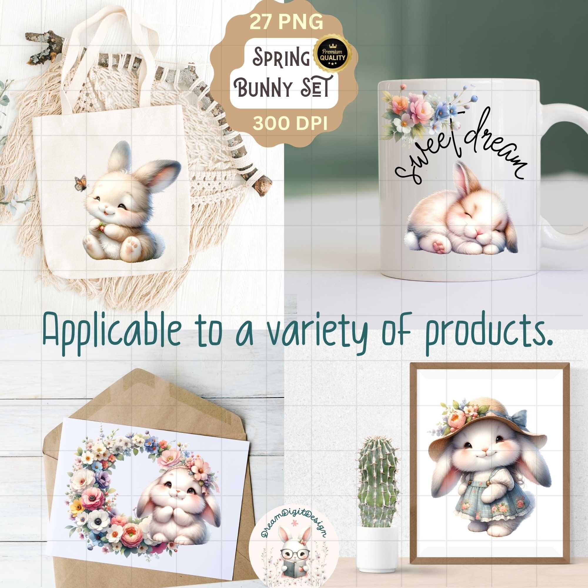 Spring Bunny Clipart | Bunny PNG, Pastel Watercolor Clipart, Playful ...