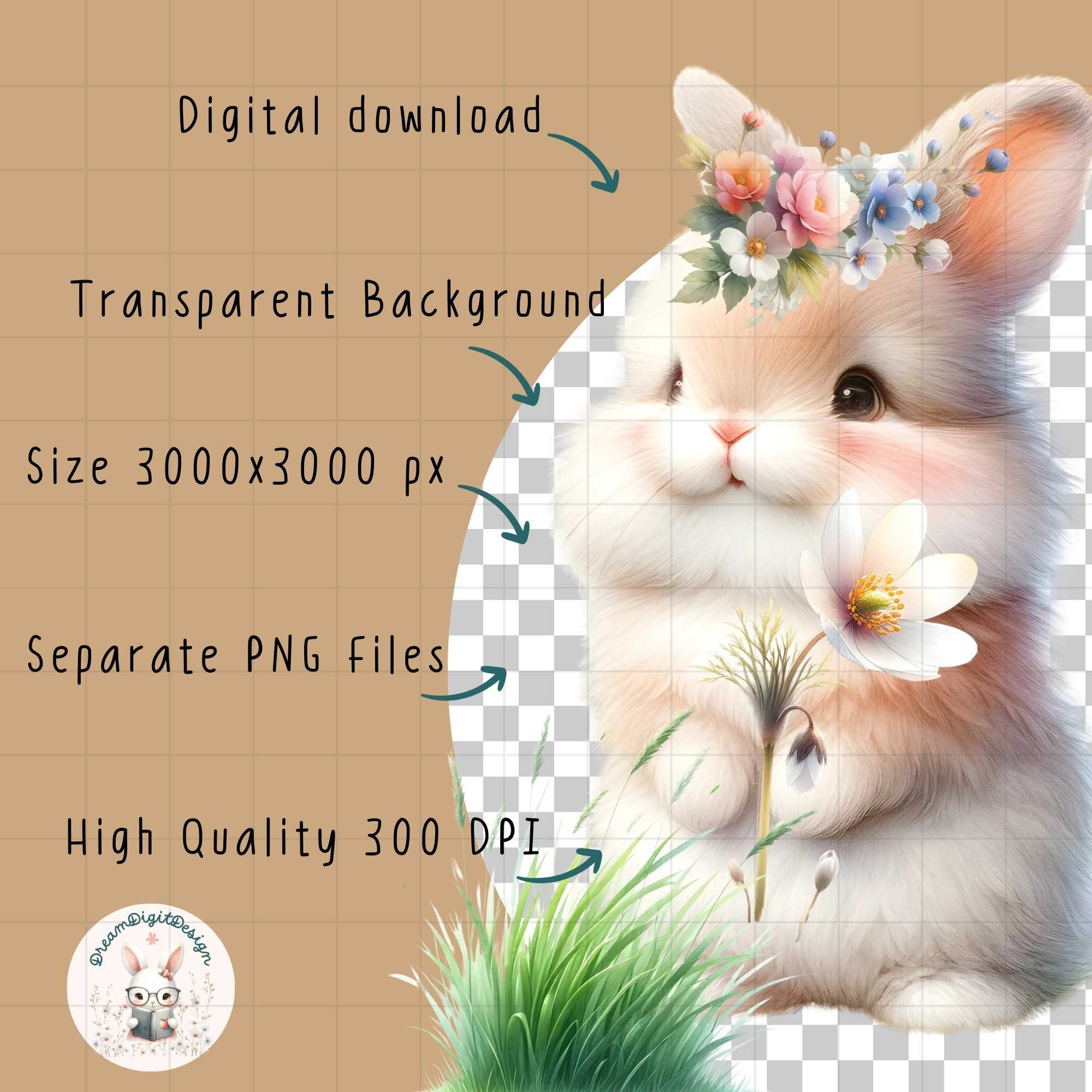 Spring Bunny Clipart Bunny PNG, Pastel Watercolor Clipart, Playful ...