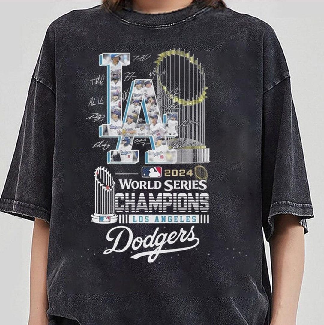 Los Angeles Dodgers 2024 World Series Champions Trophy Signatures Shirt ...