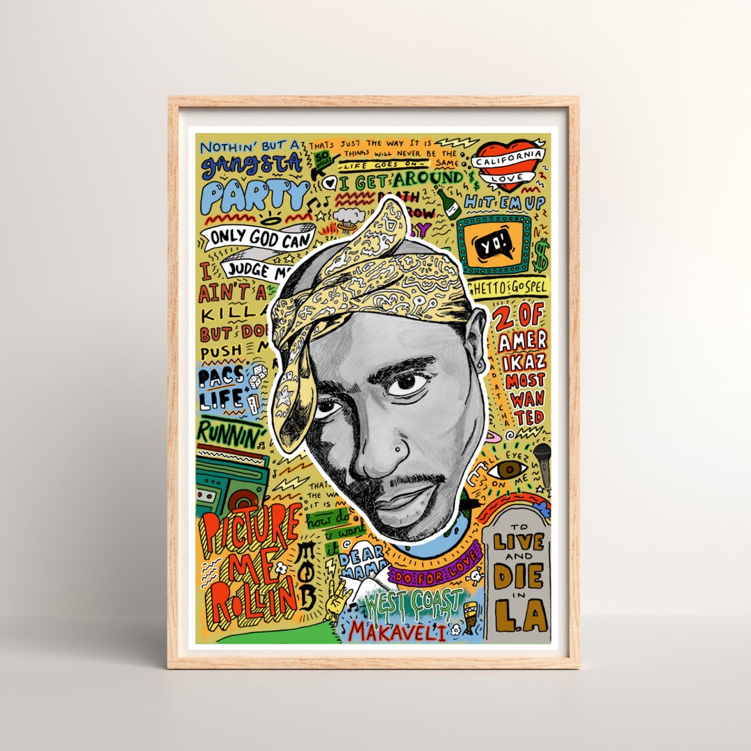 2pac Poster, Tupac Wall Art, Lyric Poster, Classic Rap Artwork, Iconic ...