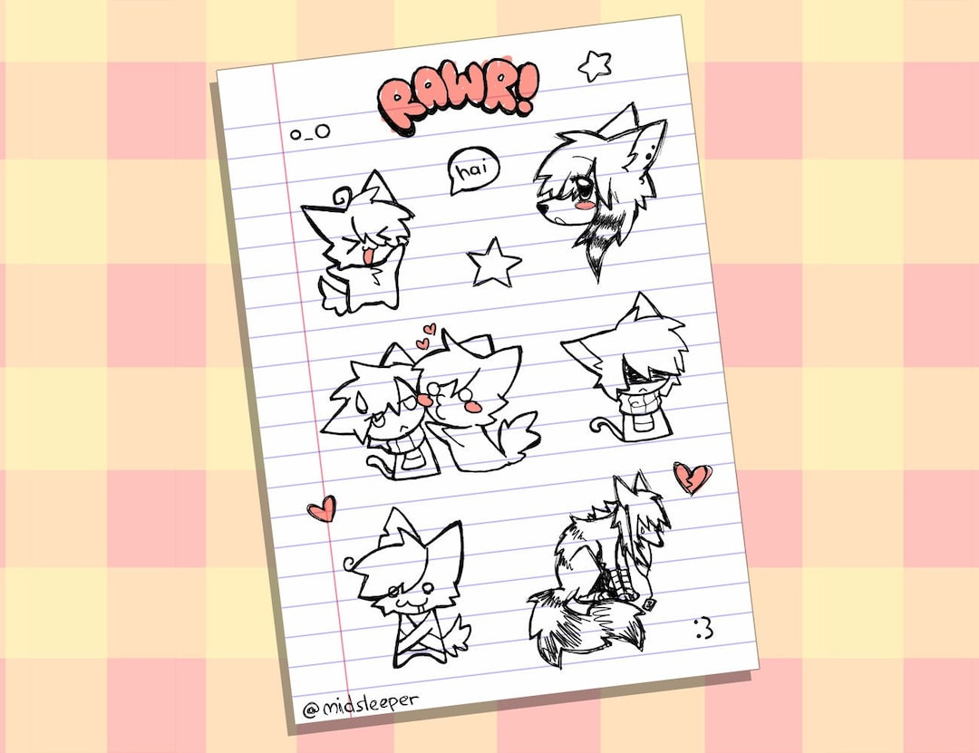 Rawr :3 Emo Furry Vinyl Sticker Sheet - Etsy