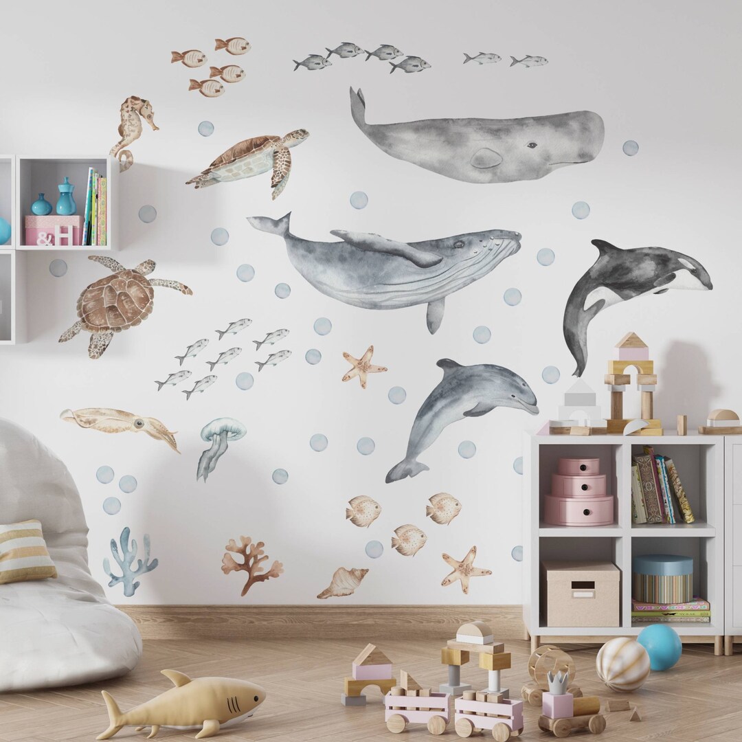 Sea Animals Stickers, Ocean Animals, Whale Wallstickers AM180 - Etsy
